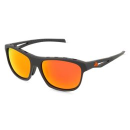 Adidas SP0118 | Herren-Sonnenbrille | Fassung: Vollrand, Eckig, Kunststoff, Schwarz Matt | Glasfarbe: Orange