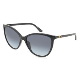 Guess GU00256 | Damen-Sonnenbrille | Fassung: Vollrand, Cat Eye, Kunststoff, Schwarz Gl&auml;nzend | Glasfarbe: Grau Verlaufend