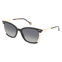 Carolina Herrera HER 0344/S | Damen-Sonnenbrille | Fassung: Vollrand, Butterfly, Acetat, Schwarz Beige | Glasfarbe: Grau