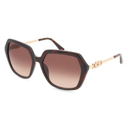 Guess GU00267 | Damen-Sonnenbrille | Fassung: Vollrand, Quadratisch, Kunststoff, Havanna Dunkel | Glasfarbe: Braun Verlaufend