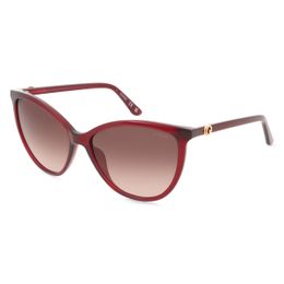 Guess GU00256 | Damen-Sonnenbrille | Fassung: Vollrand, Cat Eye, Kunststoff, Bordeaux Gl&auml;nzend | Glasfarbe: Braun Verlaufend