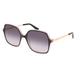 Guess GU00270 | Damen-Sonnenbrille | Fassung: Vollrand, Quadratisch, Acetat, Schwarz Gl&auml;nzend | Glasfarbe: Grau Verlaufend