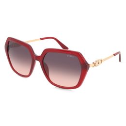 Guess GU00267 | Damen-Sonnenbrille | Fassung: Vollrand, Quadratisch, Kunststoff, Bordeaux Gl&auml;nzend | Glasfarbe: Grau