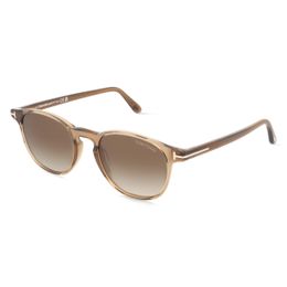 Tom Ford FT1302 HOLT-02 | Herren-Sonnenbrille | Fassung: Vollrand, Rund, Acetat, Braun Glänzend | Glasfarbe: Grau Verlaufend
