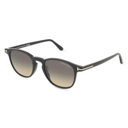 Tom Ford FT1302 HOLT-02 | Herren-Sonnenbrille | Fassung: Vollrand, Rund, Acetat, Schwarz Glänzend | Glasfarbe: Grau Verlaufend