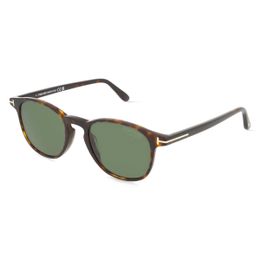Tom Ford FT1302 HOLT-02 | Herren-Sonnenbrille | Fassung: Vollrand, Rund, Acetat, Havanna Dunkel | Glasfarbe: Gr&uuml;n Verlaufend