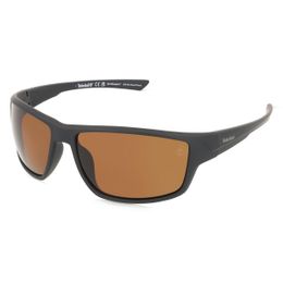 Timberland TB00003 | Herren-Sonnenbrille | Fassung: Vollrand, Eckig, Kunststoff, Schwarz Matt | Glasfarbe: Braun Verlaufend
