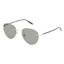 Montblanc MB0428S | Herren-Sonnenbrille | Fassung: Randlos, Rund, Metall, Silber Grau | Glasfarbe: Grau