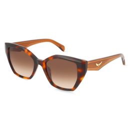 Zadig & Voltaire Zadig & Voltaire SZV471 | Damen-Sonnenbrille | Fassung: Vollrand, Quadratisch, Kunststoff, Havanna Glänzend | Glasfarbe: Braun Verlaufend