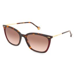 Carolina Herrera HER 0344/S | Damen-Sonnenbrille | Fassung: Vollrand, Butterfly, Acetat, Havanna Burgunder | Glasfarbe: Braun