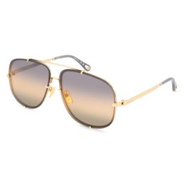 Chlo&eacute; Chlo&eacute; CH0348S | Damen-Sonnenbrille | Fassung: Vollrand, Pilot, Metall, Gold | Glasfarbe: Blau