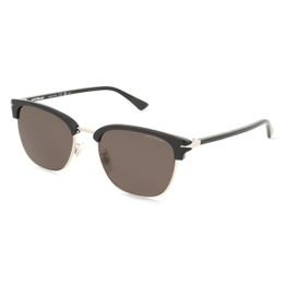 Montblanc MB0439SA | Herren-Sonnenbrille | Fassung: Vollrand, Eckig, Metall, Silber Schwarz | Glasfarbe: Grau