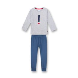 Sanetta Schlafanzug Jungen Gr&ouml;&szlig;e 128 taubenblau / graumeliert / rot