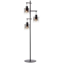 Brilliant Lampe Simonis Standleuchte 3flg schwarz/rauchglas Aluminium/Metall schwarz 3x A60, E27, 52 W
