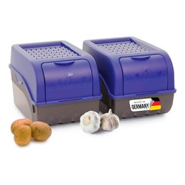 Kartoffel Aufbewahrungsbox 2x mitel 5L Marine BLAU Kartoffelbox Gemüsebox stapelbar Zwiebelbox Kartoffelkorb Obstbehälter Kartoffelkiste Zwiebel Aufbewahrung Frischhaltedose Möhren