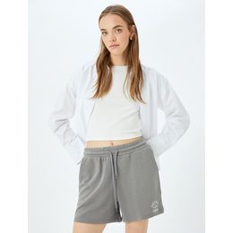 KOTON Shorts Damen Größe 34 anthrazit / weiß