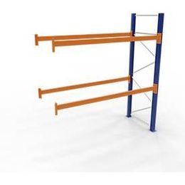 Schäfer Shop SSI Schäfer Palettenregal, Anbauregal, B 2786 x T 1100 x H 3000 mm, 4 Ebenen, Palettengewicht bis 500 kg, Feldlast 6630 kg, blau/orange