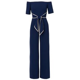 Adrianna Papell Jumpsuit 'Knit Crepe Tie Jumpsuit' female Blue size 38