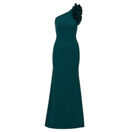 Adrianna Papell Langes Abendkleid 'One Shoulder Ruffle Crepe Gown' Damen Größe 36 dunkelgrün Winterkleid