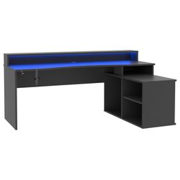 Mid.you Gamingtisch, Schwarz, Metall, Kunststoff, Holzwerkstoff, rechteckig, Wange, 125.4x91.1x200 cm, Kabeldurchlass, Stauraum, Arbeitszimmer, Schreibtische, Computertische