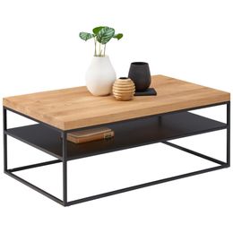 Novel Couchtisch, Schwarz, Eiche, Holz, Metall, Eiche, massiv, rechteckig, 60x40x100 cm, Wohnzimmer, Wohnzimmertische, Couchtische, Couchtische Metall