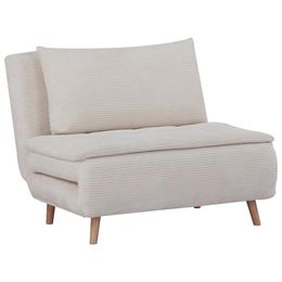CARRYHOME Schlafsofa, Beige, Textil, Kiefer, massiv, 1-Sitzer, F&uuml;llung: Schaumstoff, Polyester, 105x80x90 cm, Kinder- & Jugendzimmer, Jugendm&ouml;bel, Jugendsofas