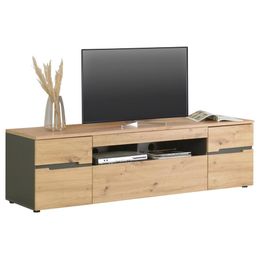 CARRYHOME Tv-Element, Graphit, Eiche Artisan, Holzwerkstoff, 2 F&auml;cher, 1 Schublade(n) Schubladen, 192x53x47 cm, Kabeldurchlass, Kleinm&ouml;bel