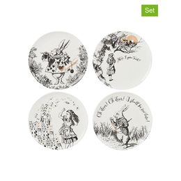 Mikasa 4er-Set: Frühstücksteller ''Alice In Wonderl.'' in Weiß/ Schwarz - Ø 20,5 cm - 19% | Gedeckter-tisch