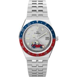 Timex Uhren - Quarz-Analoguhr Q Timex Gmt X Peanuts - Car - Gr. unisize - in Silber - f&uuml;r Damen