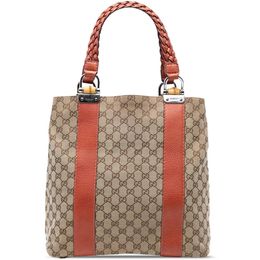 Gucci Shopper - Large GG Canvas Bamboo Libeccio Tote - Gr. unisize - in Braun - für Damen