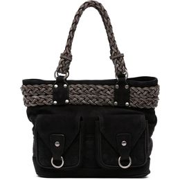 Loewe Shopper - Suede Braided Chain Pocket Tote - Gr. unisize - in Schwarz - f&uuml;r Damen