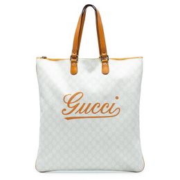 Gucci Shopper - GG Supreme Heritage Logo Flat Zip Tote - Gr. unisize - in Wei&szlig; - f&uuml;r Damen