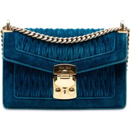 Miu Miu Hobo Bags - Velluto Matelasse Confidential Chain Crossbody - Gr. unisize - in Blau - f&uuml;r Damen
