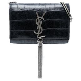 SAINT LAURENT Hobo Bags - Small Croc Embossed Leather Monogram Kate Tassel C - Gr. unisize - in Schwarz - für Damen