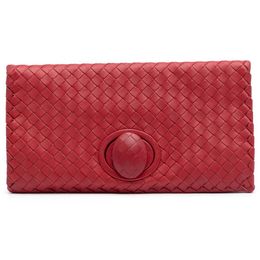 Bottega Veneta Clutches - Nappa Intrecciato Turn Lock Clutch - Gr. unisize - in Rot - f&uuml;r Damen