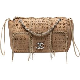 Chanel Hobo Bags - Perforated Suede Fringe Flap - Gr. unisize - in Braun - für Damen