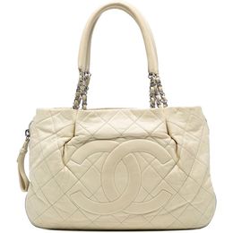 Chanel Shopper - CC Quilted Caviar Expandable Tote - Gr. unisize - in Wei&szlig; - f&uuml;r Damen