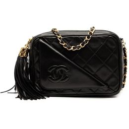Chanel Hobo Bags - CC Quilted Lambskin Tassel Camera Bag - Gr. unisize - in Schwarz - f&uuml;r Damen