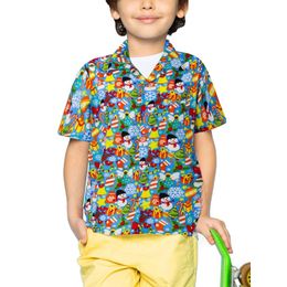 King Kameha Hemd 'Christmas Allover' Jungen Gr&ouml;&szlig;e 146/164 hellblau