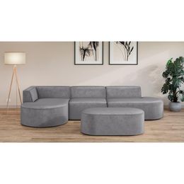 OTTO home Ecksofa &raquo;EIVIND Designer Sofa mit Ottomane rechts/links, B/T/H: 343/159/72 cm&laquo; L-Form mit Wellenunterfederung, auch in Feincord und Boucl&eacute; 