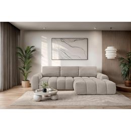 OTTO HOME Ecksofa »AZITA klein optionale Schlafsofa mit Bettkasten, B/T/H: 270/166, 5/84cm« L-Form mit Wellenunterfederung, Bubble-Optik taupe