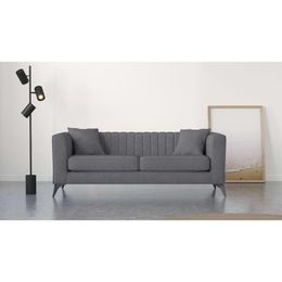 Home Affaire 3-Sitzer &raquo;MATTHEW elegantes Designsofa, Ma&szlig;e B/T/H: 201/86/74 cm&laquo; feine Steppung im R&uuml;ckenbereich, lose Sitzkissen, incl. Zierkissen grau