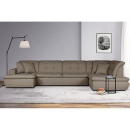 Home Affaire Wohnlandschaft &raquo;BRISBANE NEU U-Form&laquo; mit feiner Steppung, Matten-Optik, incl. Zierkissen braun 100% Polyester