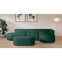 OTTO HOME Ecksofa »EIVIND Designer Sofa mit Ottomane rechts/links, B/T/H: 343/159/72 cm« L-Form mit Wellenunterfederung, auch in Feincord und...