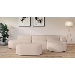 OTTO HOME Ecksofa »EIVIND Designer Sofa mit Ottomane rechts/links, B/T/H: 343/159/72 cm« L-Form mit Wellenunterfederung, auch in Feincord und...