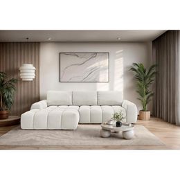 OTTO HOME Ecksofa »AZITA klein optionale Schlafsofa mit Bettkasten, B/T/H: 270/166, 5/84cm« L-Form mit Wellenunterfederung, Bubble-Optik creme