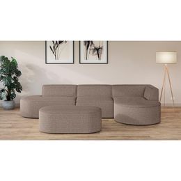 OTTO HOME Ecksofa »EIVIND Designer Sofa mit Ottomane rechts/links, B/T/H: 343/159/72 cm« L-Form mit Wellenunterfederung, auch in Feincord und...