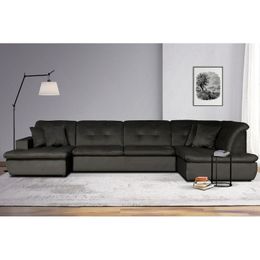 Home Affaire Wohnlandschaft &raquo;BRISBANE NEU U-Form&laquo; mit feiner Steppung, Matten-Optik, incl. Zierkissen grau 100% Polyester