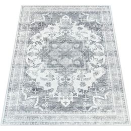 Paco Home Teppich &raquo;Cambridge 462&laquo; rechteckig 12 mm H&ouml;he Kurzflor, orientalisches Muster, Vintage Design Grau Obermaterial: 100% Polyester B : 240...