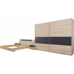 wimex Schlafzimmer-Set »Angie« Set, 4 Stk. tlg. Hickory Oak/graphit Nachttisch mit 2 Schubkästen